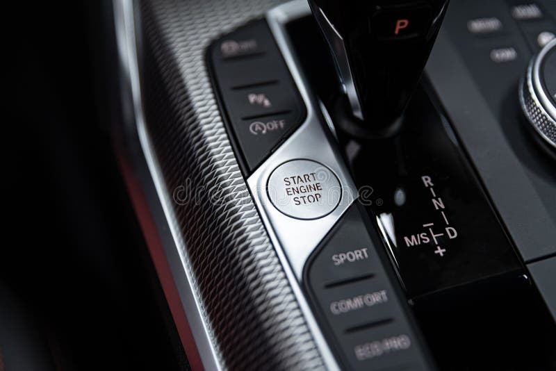 Start and Stop Engine Push Button. Modern Car Stock Photo - Image of ...
