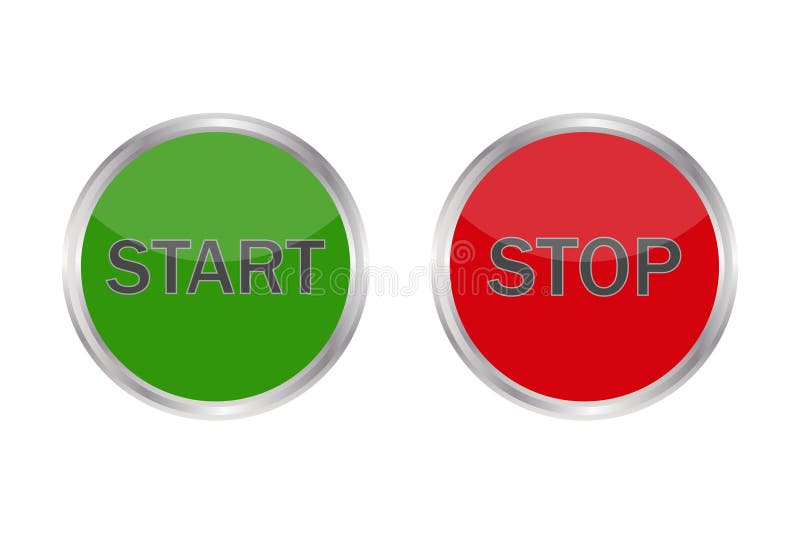 Start and Stop Glossy Buttons. Green and Red Web Icon Stock Vector ...