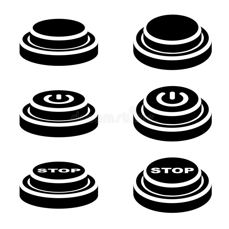 Start Stop Knob Button Black Symbols Stock Vector - Illustration of ...