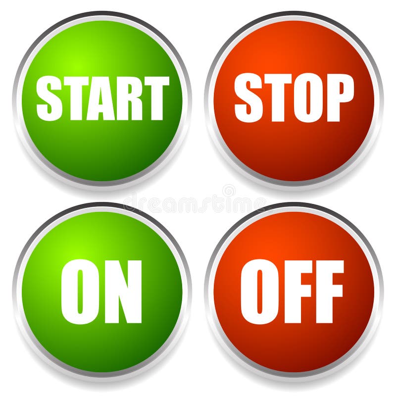 Start-Stop and on-Off Buttons Stock Vector - Illustration of text ...