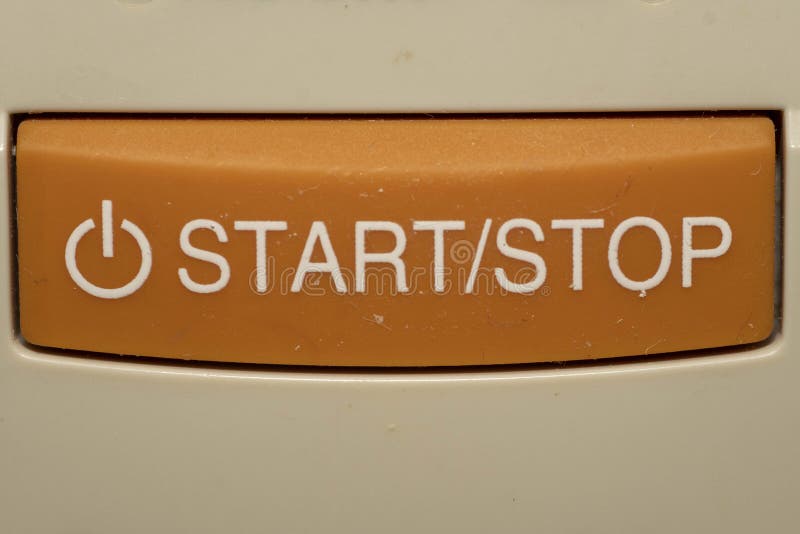 Start and Stop Orange Button Close Up Stock Photo - Image of education ...