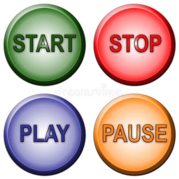 Start Stop Play Pause Buttons Stock Illustration - Illustration of ...