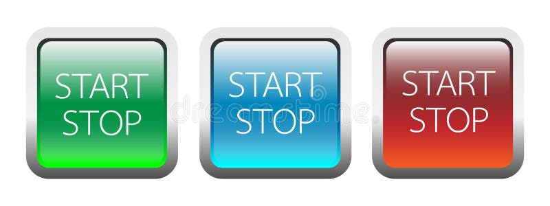 Start and Stop on Square Buttons. Web Buttons. Press Button Icon Vector ...