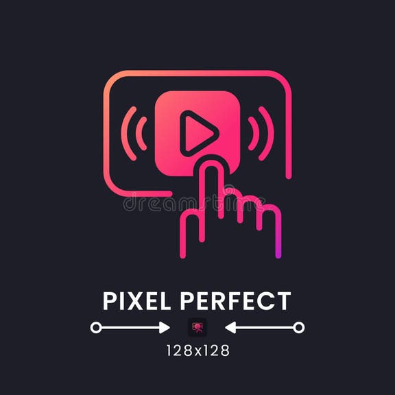 Start Streaming Pink Solid Gradient Desktop Icon on Black Stock Vector - Illustration of solid ...