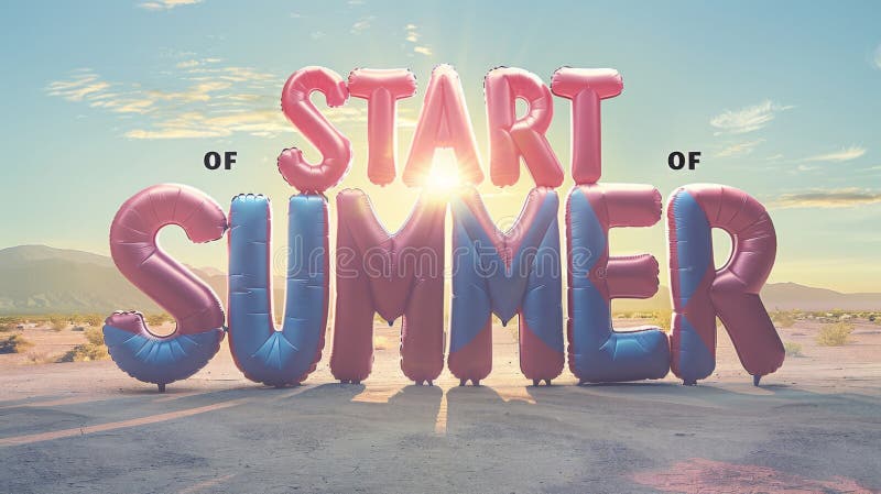 Start of Summer Balloon Letters Celebration at Sunrise Stock Photo ...
