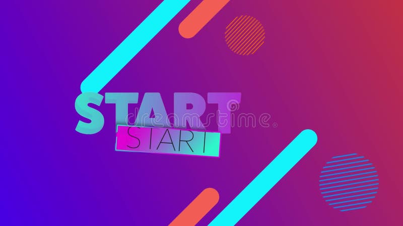 Start Text Against Abstract Shapes Moving on Purple Background Stock ...