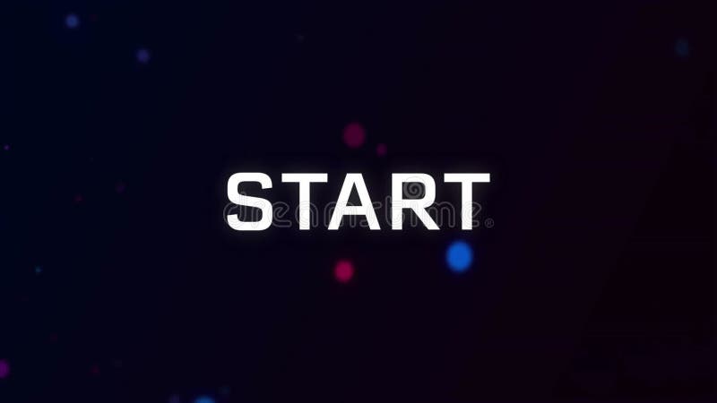START Text Animation Over Dark Background with Scattered Red and Blue ...