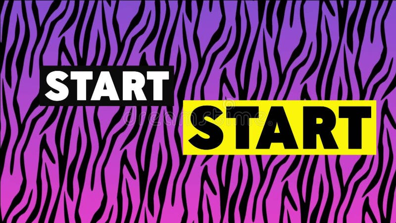 START Text Animation Over Zebra Pattern Background in Purple and Pink Gradient Stock Footage ...