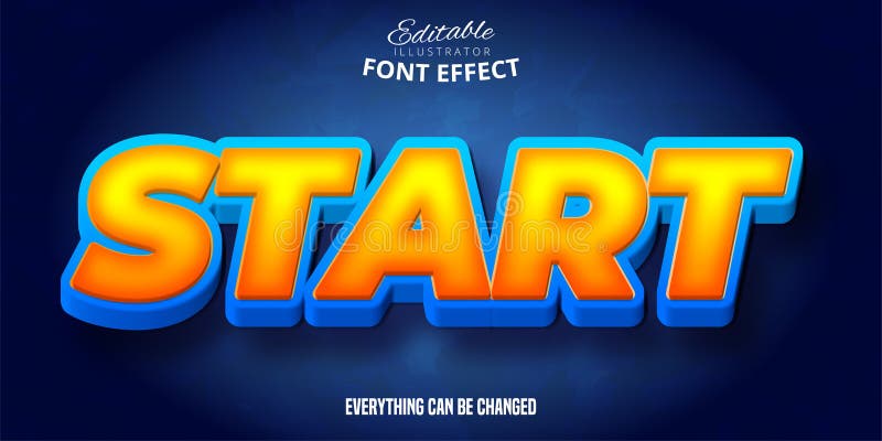 Start Text, 3d Editable Font Effect Stock Vector - Illustration of ...