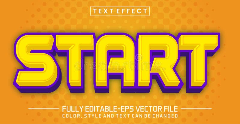 Start Text Editable Style Effect Stock Vector - Illustration of ...