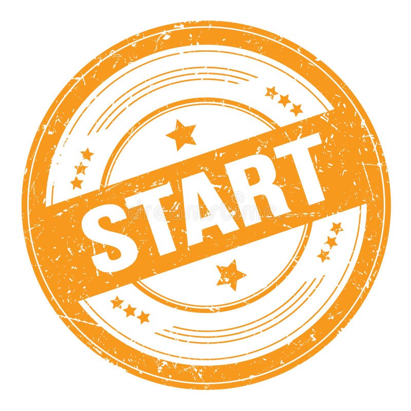 START Text on Orange Round Grungy Stamp Stock Illustration ...