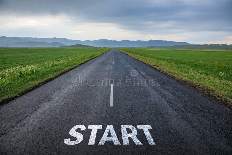 Start text in road stock image. Image of street, forward - 211579319