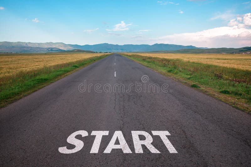 Start text on road stock image. Image of perspective - 213759417
