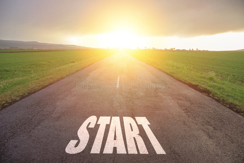 Start text in road stock image. Image of road, challenge - 211564061