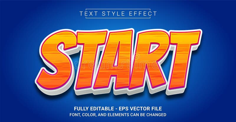 Start Text Style Effect. Editable Graphic Text Template Stock Vector ...