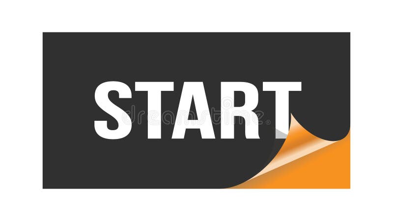 START Text Written on Black Orange Sticker Stock Illustration ...