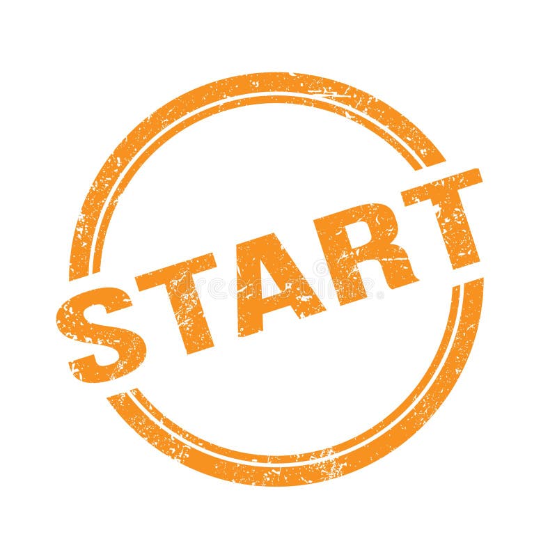 START Text Written on Orange Grungy Round Stamp Stock Illustration ...