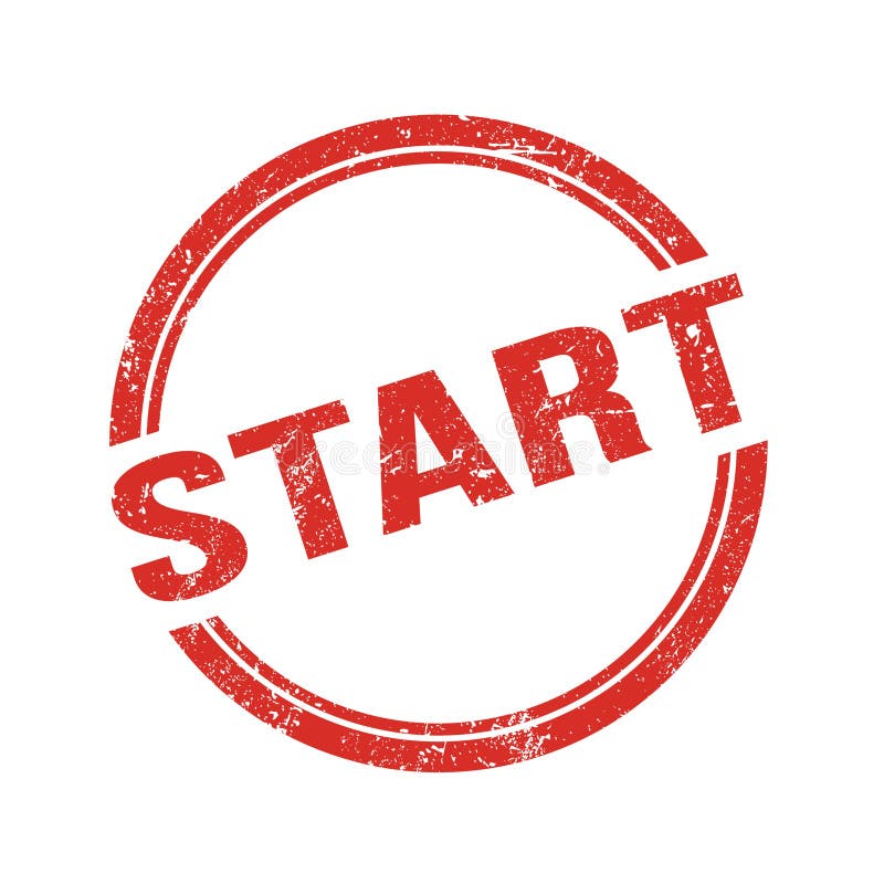 START Text Written on Red Grungy Round Stamp Stock Illustration ...