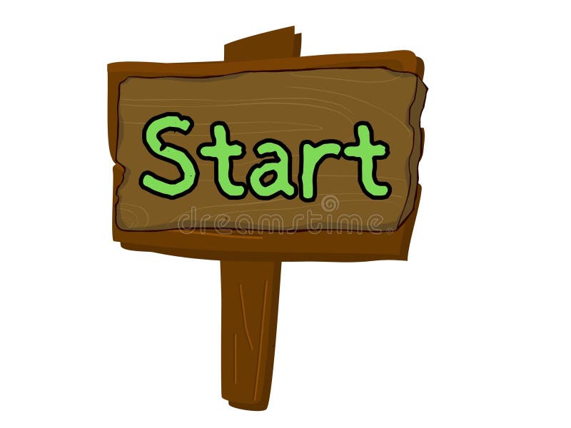 Start Text Written on Wooden Name Board - 1 Stock Illustration ...
