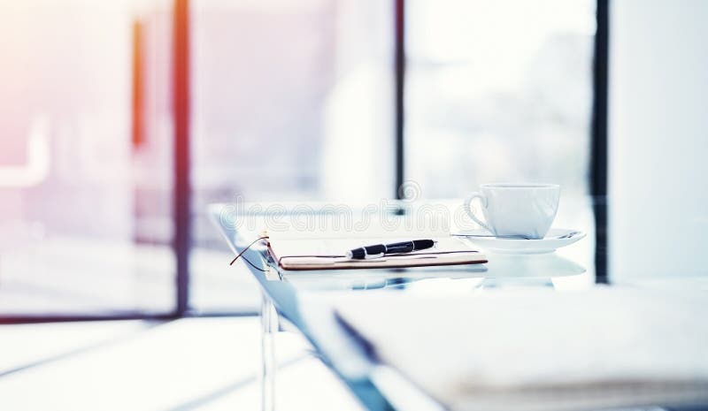 The Start To a Busy Day. a Diary Lying on a Table in an Empty Office ...