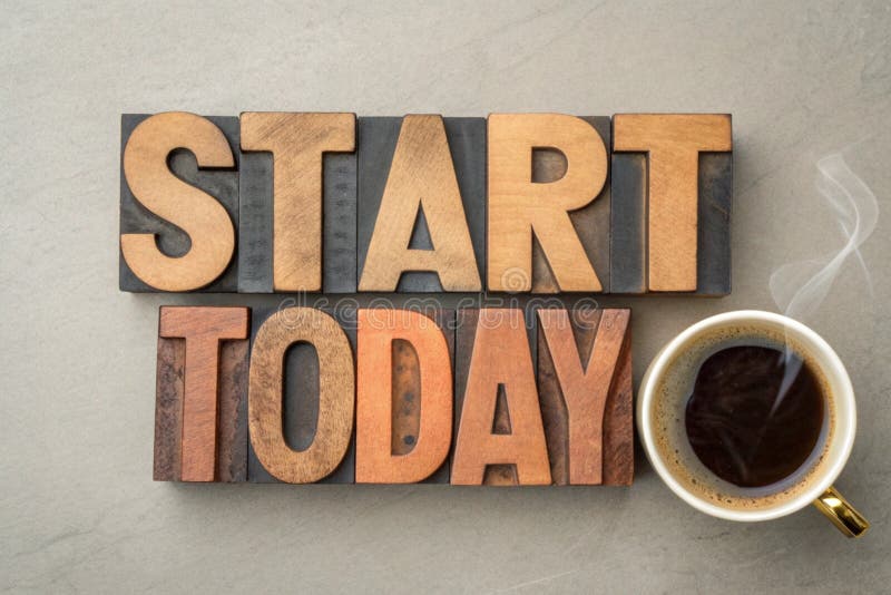 Start Today Word Abstract in Wood Type - Generated by Ai Stock ...