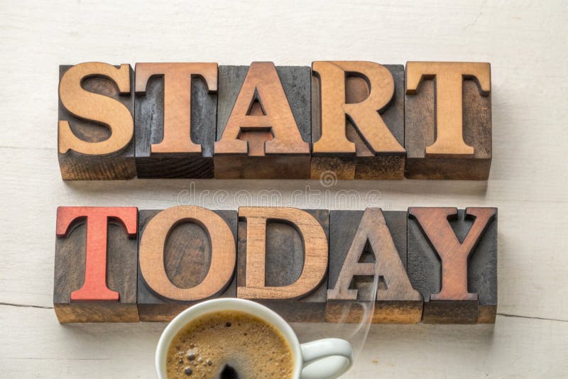 Start Today Word Abstract in Wood Type - Generated by Ai Stock ...