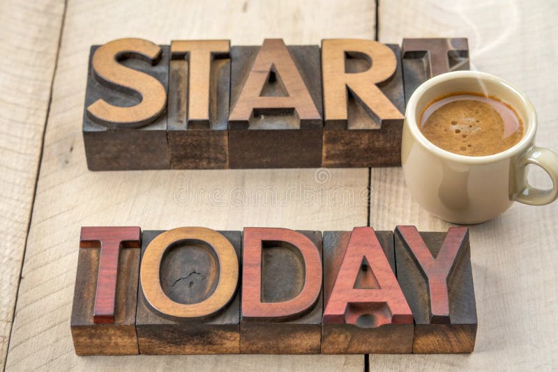 Start Today Word Abstract in Wood Type - Generated by Ai Stock ...