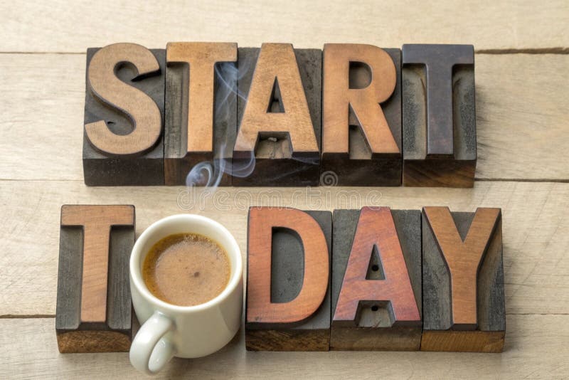 Start Today Word Abstract in Wood Type - Generated by Ai Stock ...