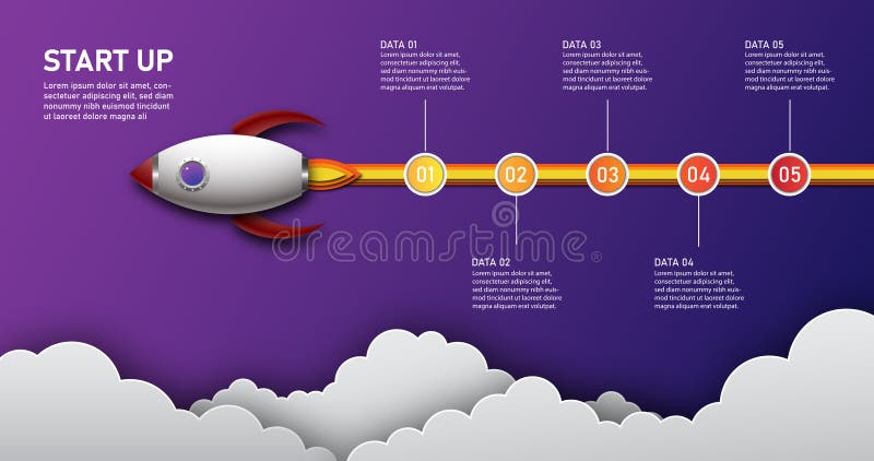 Startup Infographic Design. Rocket Launch. Presentation Slide Template ...