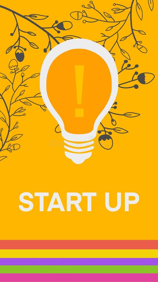 Start Up Bulb Yellow Orange Floral Element Colorful Text Stock ...