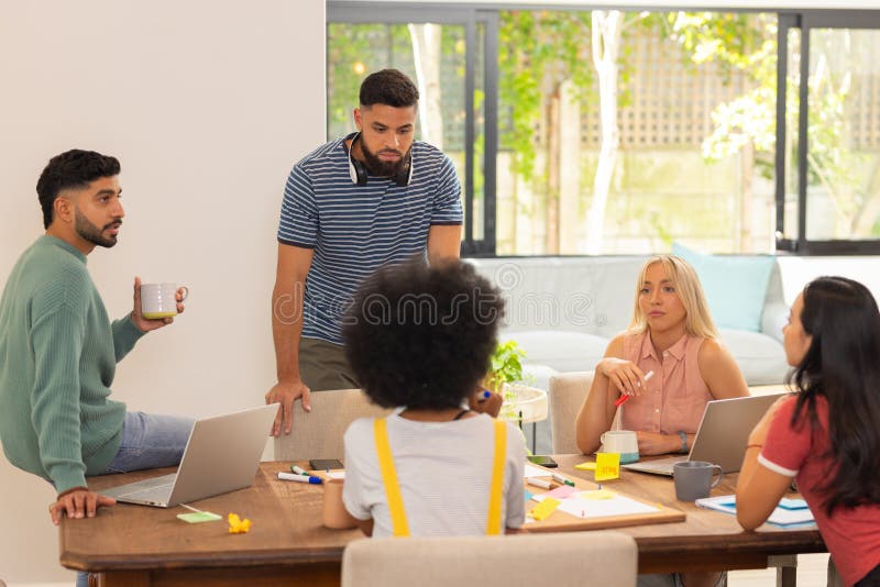 Start Up Business, Collaborating on Project, Group of Friends Using ...