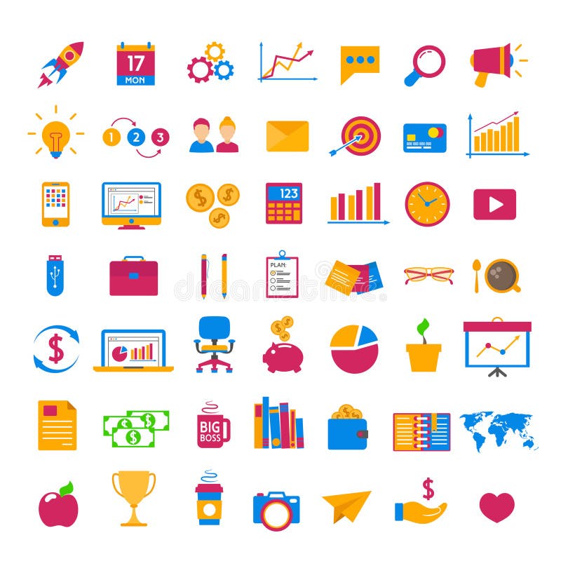 Start Up and Business Color Web Icon Flat Style Stock Vector ...