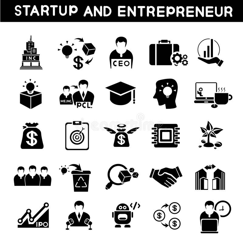 Start up business icons stock illustration. Illustration of computer ...