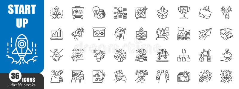 Start Up . Business Outline Icon . Editable Stroke Stock Illustration ...
