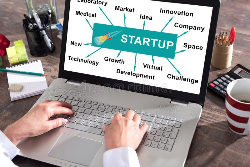 Start Up Concept on a Laptop Screen Stock Photo - Image of success ...