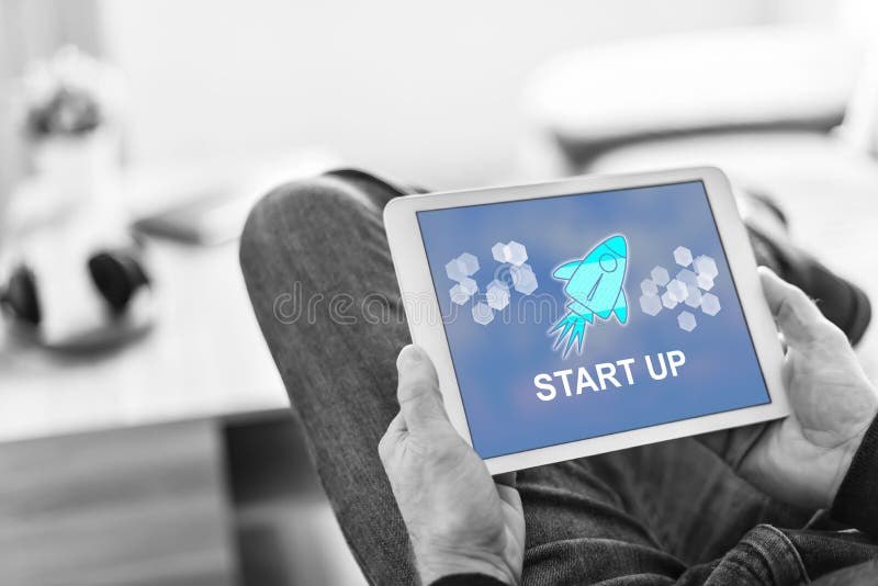 Start Up Concept on a Tablet Stock Photo - Image of development, word ...