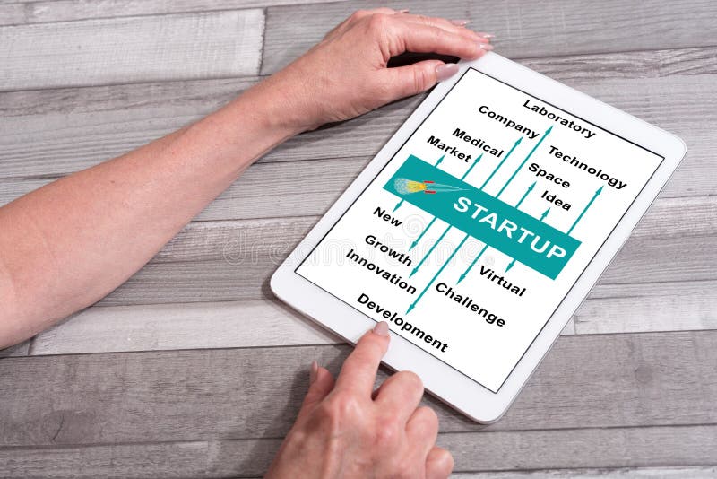 Start Up Concept on a Tablet Stock Image - Image of words, tablet ...