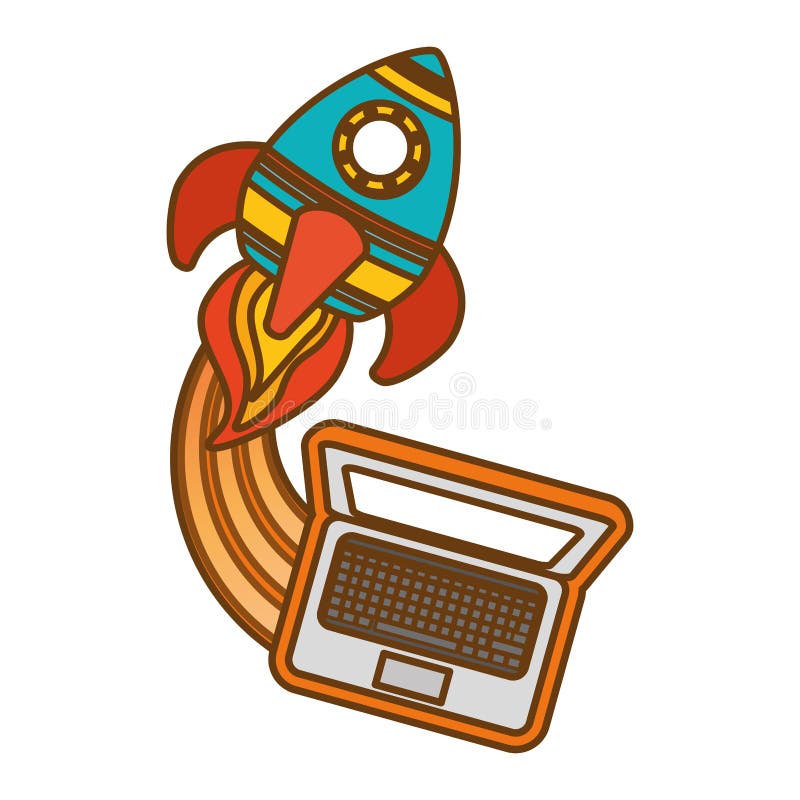 Computer Rocket on White Background Stock Vector - Illustration of ...