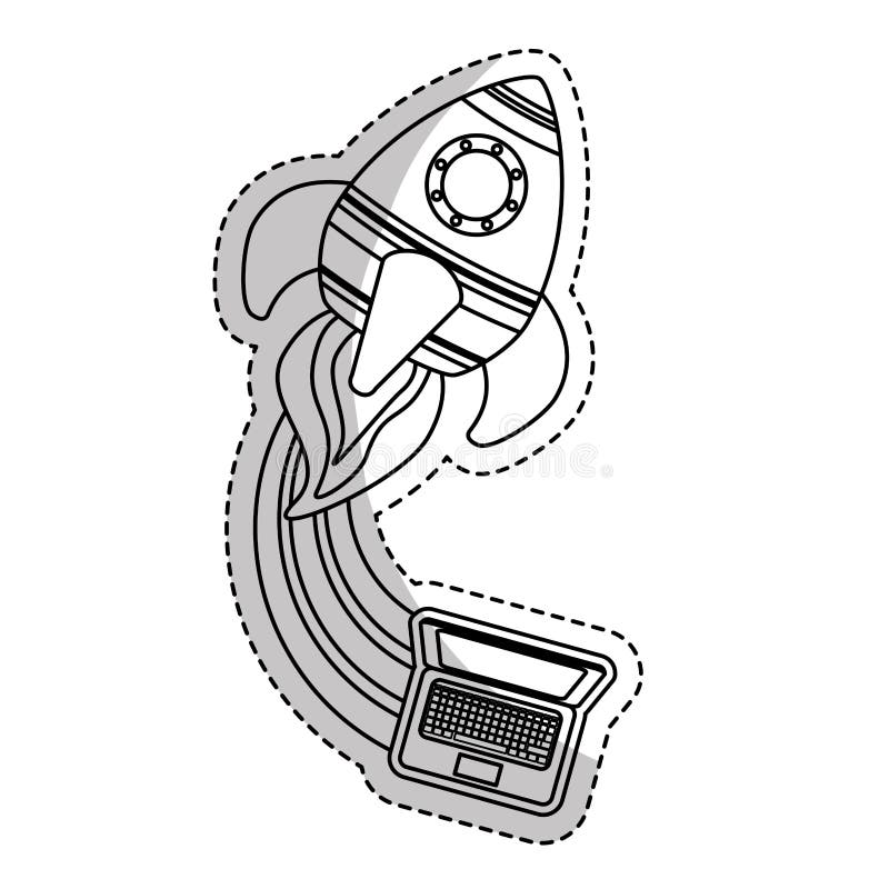 Computer Rocket on White Background Stock Vector - Illustration of ...