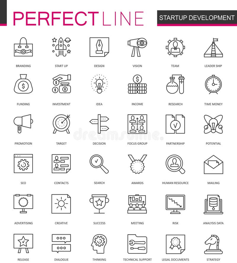 Start-up and Development Thin Line Web Icons Set. Modern Business ...