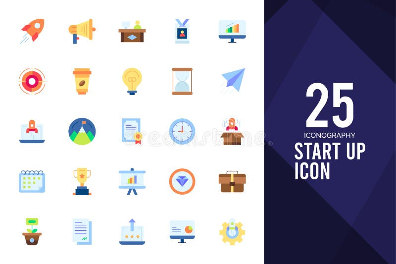 25 Start Up Flat Icon Pack. Vector Illustration Stock Vector ...