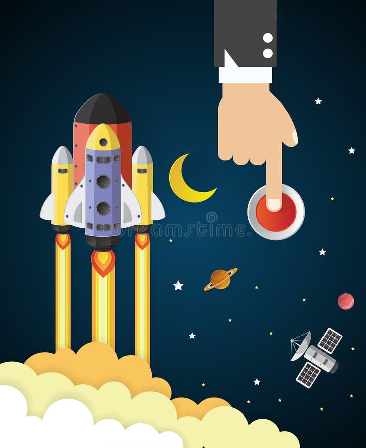 Start Up. Hands Pushing the Start Button Stock Vector - Illustration of ...