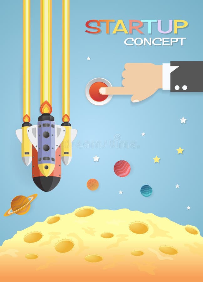 Start Up. Hands Pushing the Start Button Stock Vector - Illustration of ...