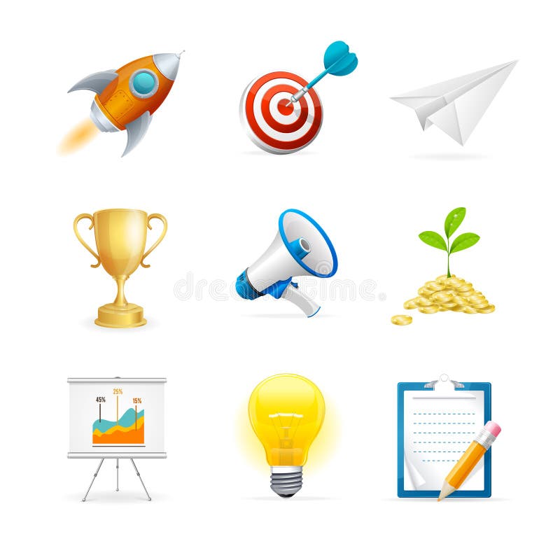 Start Up Icon Color Set. Vector Stock Vector - Illustration of progress ...