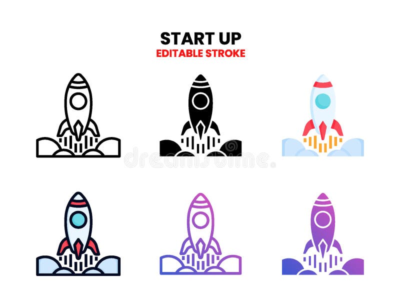 Start Up Icon Set with Different Styles. Stock Vector - Illustration of ...