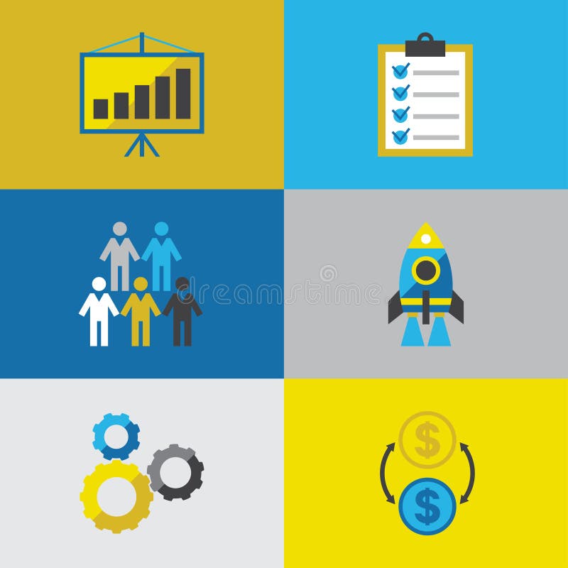Start-up Icon Set in Flat Design Style Stock Vector - Illustration of ...