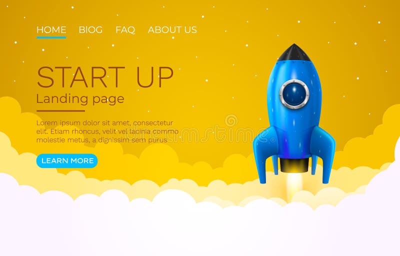 Start Up Idea Landing Page Screen, Development Technology, Rocket ...