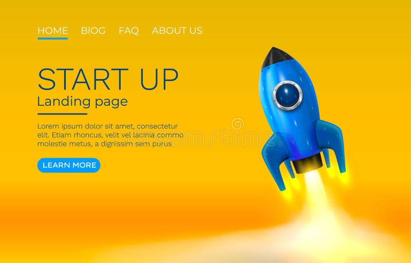 Start Up Idea Landing Page Screen, Development Technology, Rocket ...