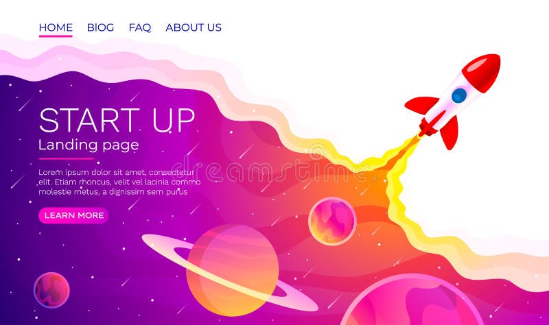 Start Up Idea Landing Page Screen, Development Technology, Rocket ...