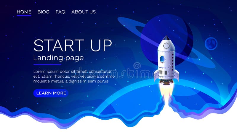 Start Up Idea Landing Page Screen, Development Technology, Rocket ...